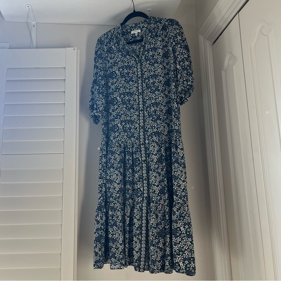 Max Studio | Dresses | Max Studio Blue Floral Button Down Midi Dress 2 ...